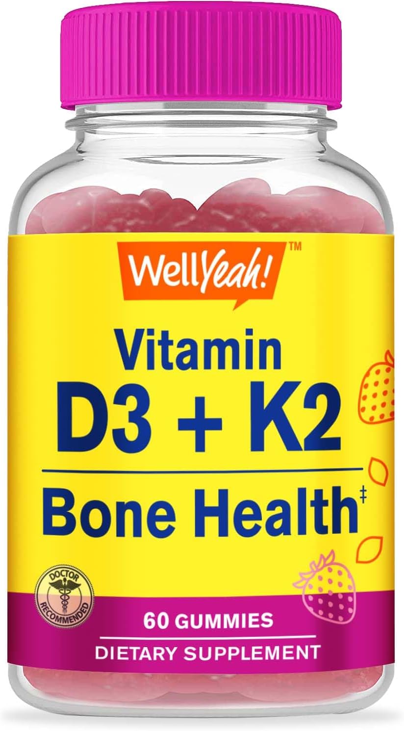 Amazon.com: WellYeah Vitamin D3 + K2 for Kids Gummies - Vitamin D3 1000 IU, K2 100 MCG - Bone ...
