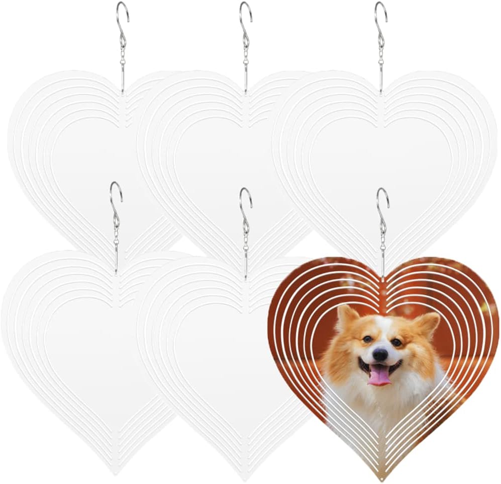 Amazon.com: 6Pcs 10 Inch Sublimation Wind Spinner Blanks,Heart-Shaped ...