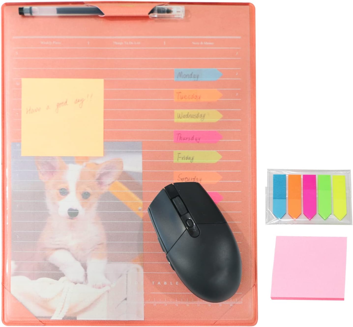 Amazon.com: Multifunction Office Leather Mouse Pad File Board, Message ...