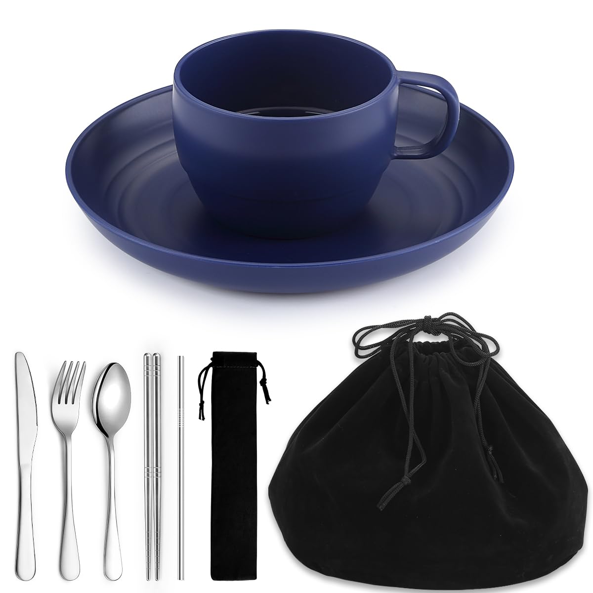 Camping Essentials Set, HOMQUEN Camping Plates and Bowls Set, Coffee ...