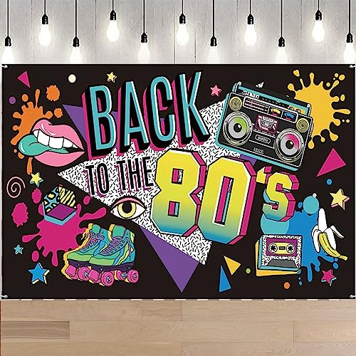 LLMSIX 80’S Theme Party Decorations Backdrop Background Decoration 80s ...