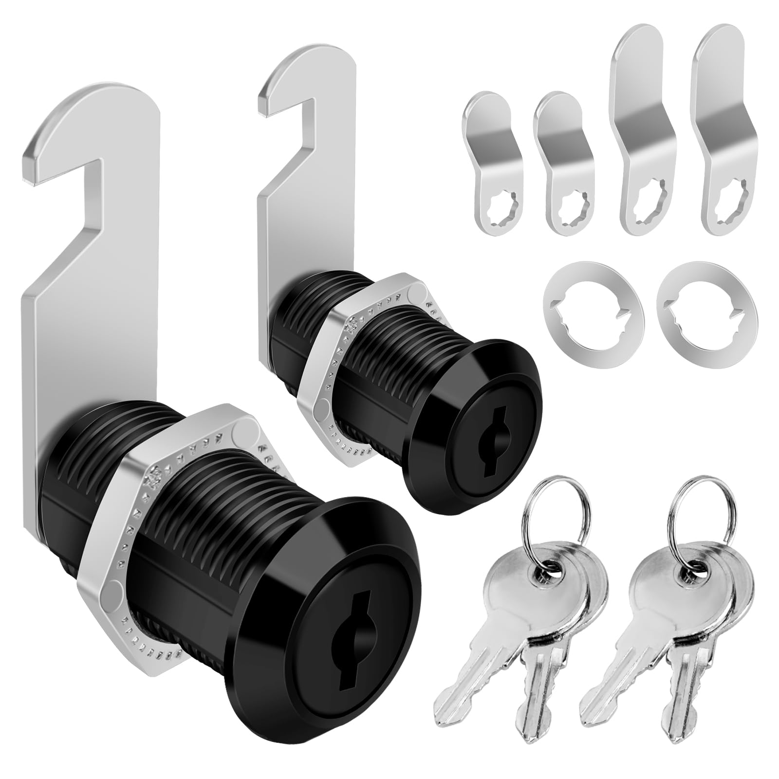 Pertinel Cabinet Cam Lock Keyed Alike Black Finish, 1-1/8'' Cabinet ...