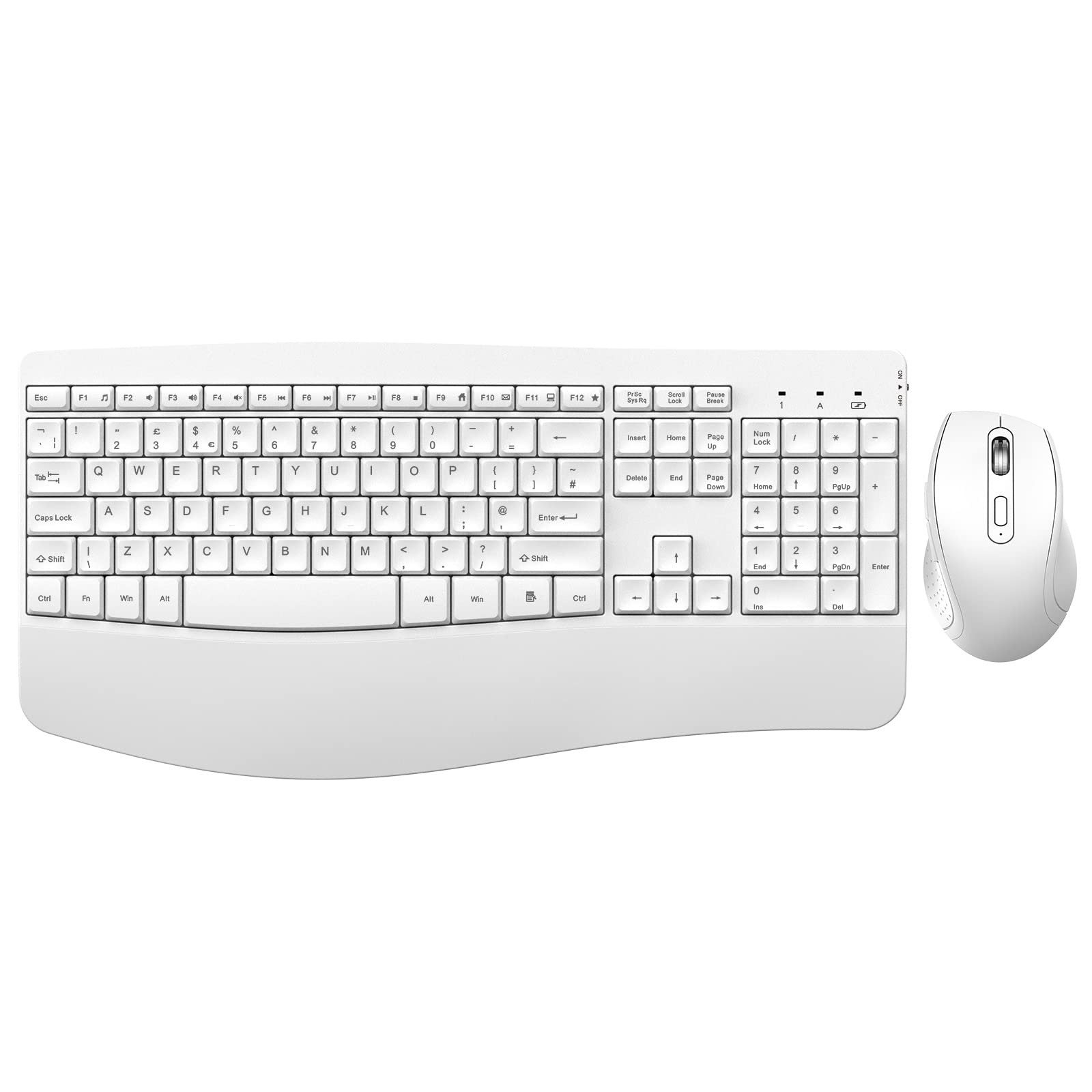 Buy Wireless Keyboard and Mouse Set Ergonomic, Full Size Keyboard with ...