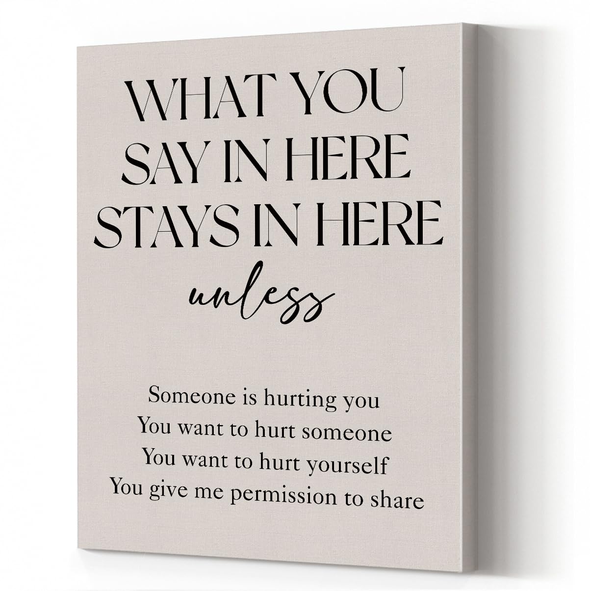What You Say in Here Stays in Here Canvas Wall Art Poster, Mental ...