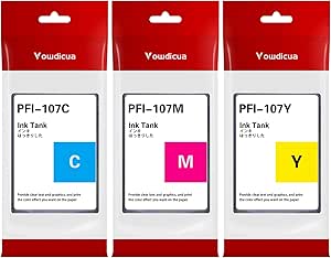 Amazon.com: PFI-107 Ink Tank Set 130-ml 3-Pack（Cyan/Magenta/Yellow Compatible PFI-107MBK PFI ...