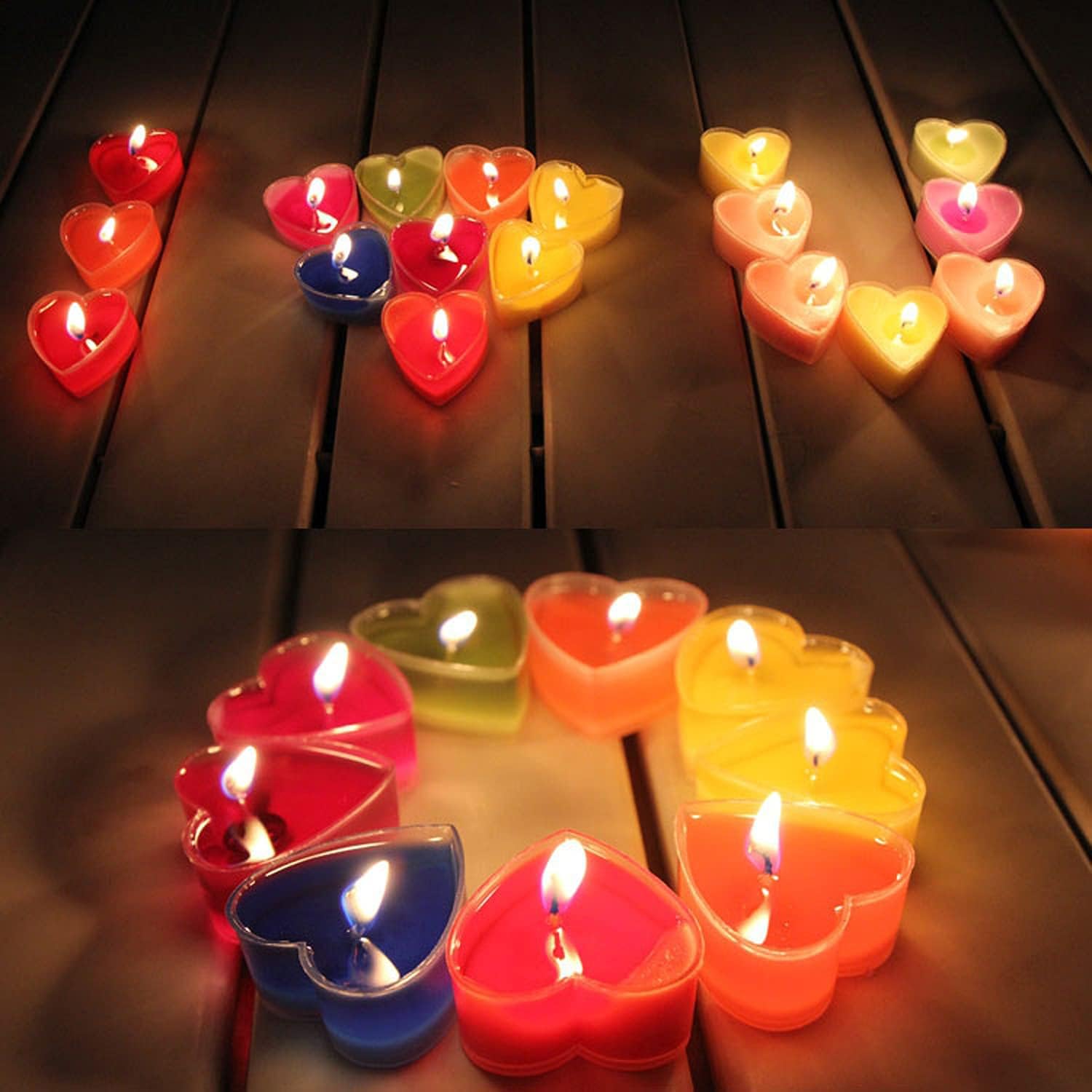 Amazon.com: Heart-Shaped Tealight Candles,12PCS Multicolor Love ...