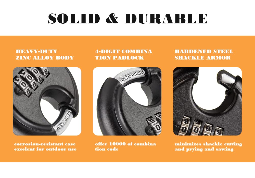 Snapklik.com : WULALACK 70mm Weatherproof Combination Lock Disc Padlock ...