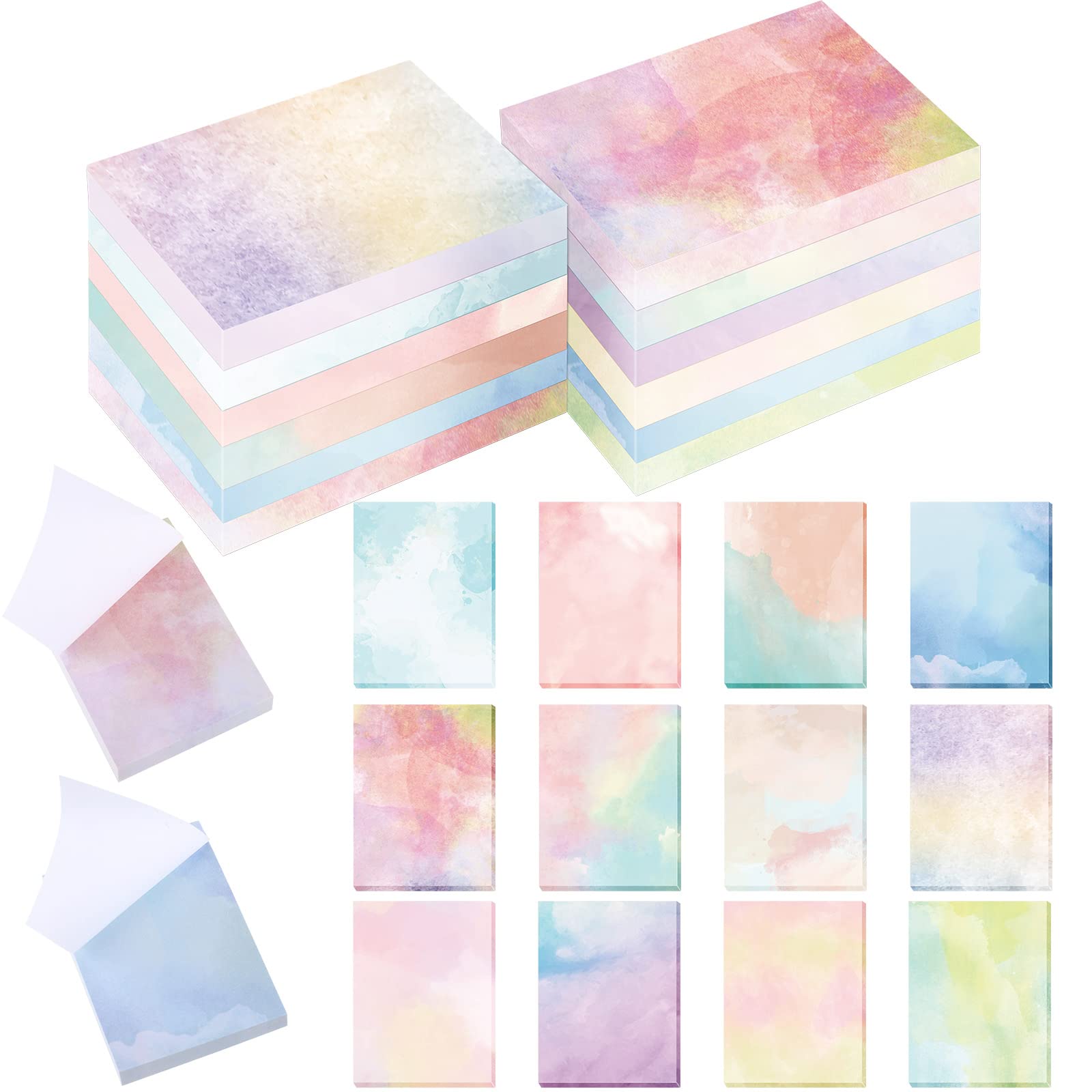 Amazon.com : 2160 Pieces 36 Pack Watercolor Sticky Note Pads 1.5 x 2 ...
