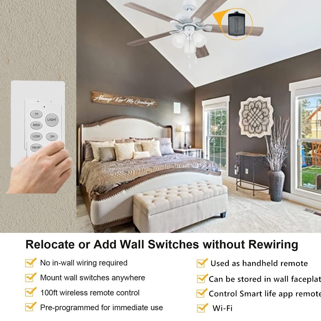 Snapklik.com : Universal UC9050T Ceiling Fan Wall Remote Control, Dip ...