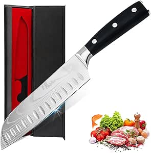 Amazon.com: Astylway Chef's knife 17cm Santoku knife 7Cr17MoV Hand ...
