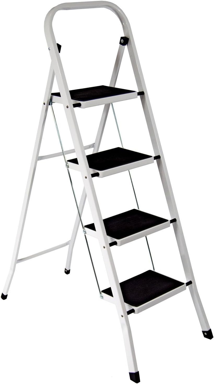 HIGHLANDS Superior 4 Step Rubber Ladder Non Slip Tread Safety Kitchen ...