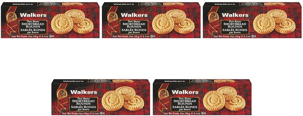 Walkers Pure Butter Shortbread Rounds Cookies, 150 Gram (5 Pack ...