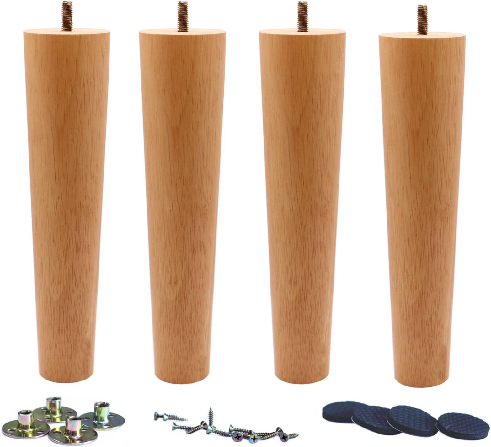 Yes4All 16 Inches Round Rubber Wood Legs Set of 4 for Coffee Table ...
