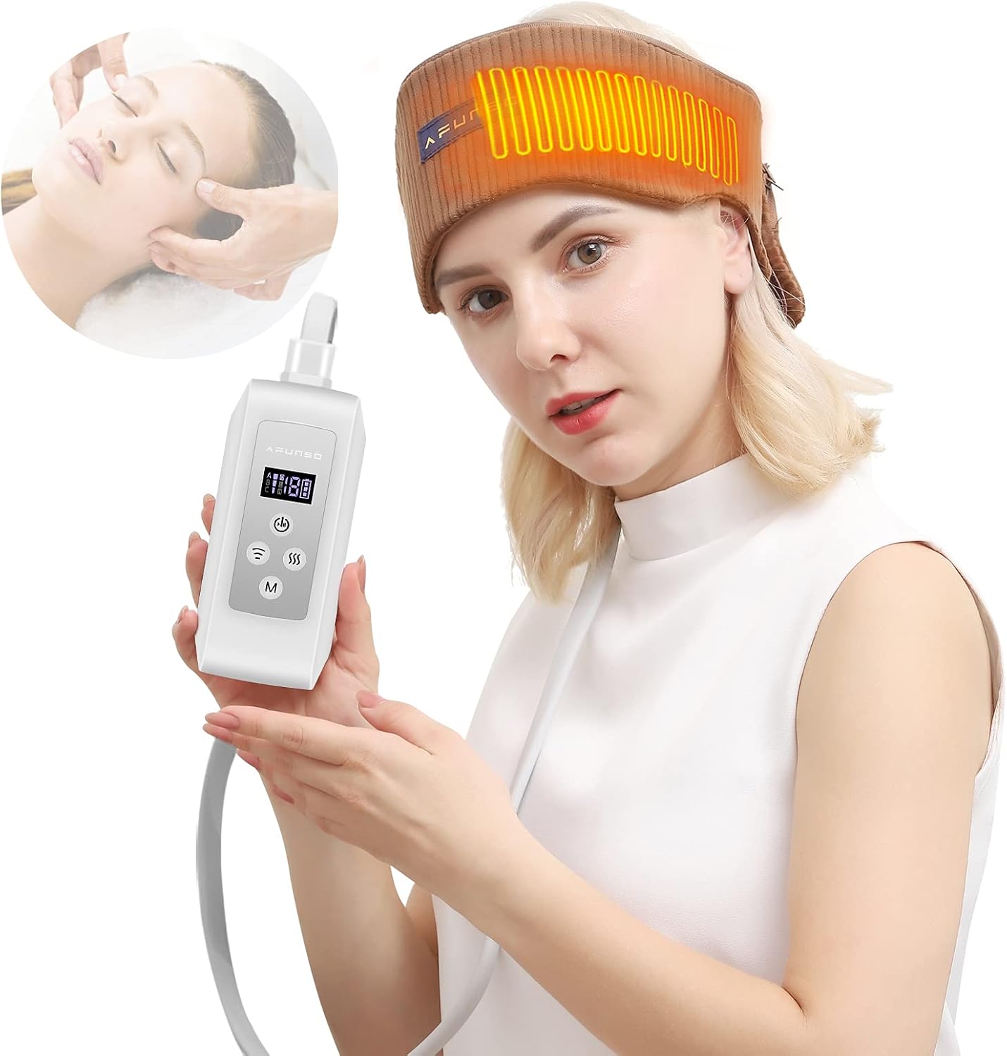 Head Massager with Heat, Electric Scalp Massager Rechargeable Air ...