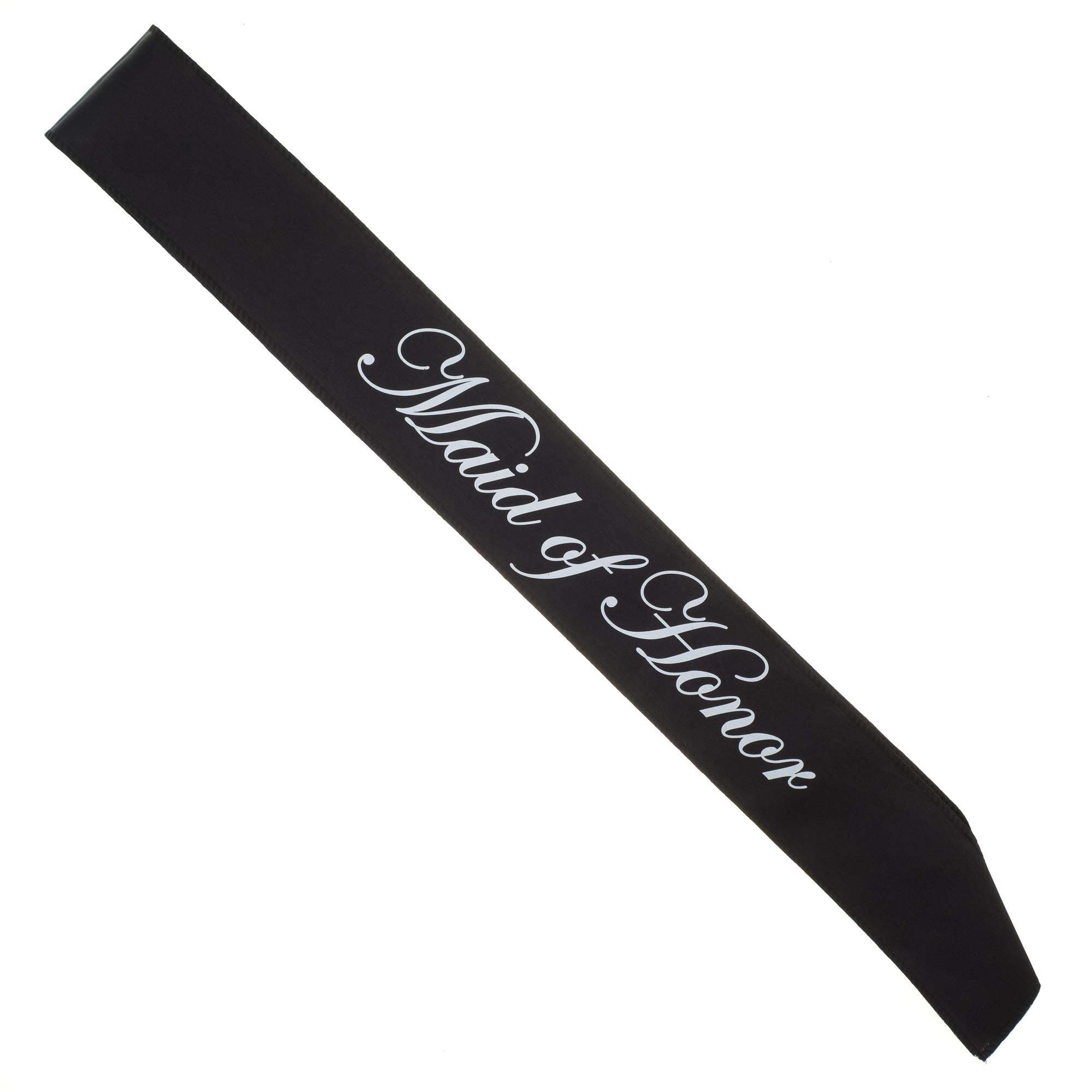 Amazon.com: Ella Celebration Maid of Honor Sash, Black Satin Double ...