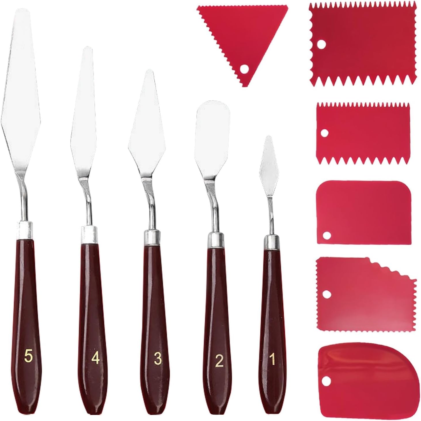 5Pcs Palette Knife, 6Pcs Plastic Scraper Painting Knife Stainless Steel ...