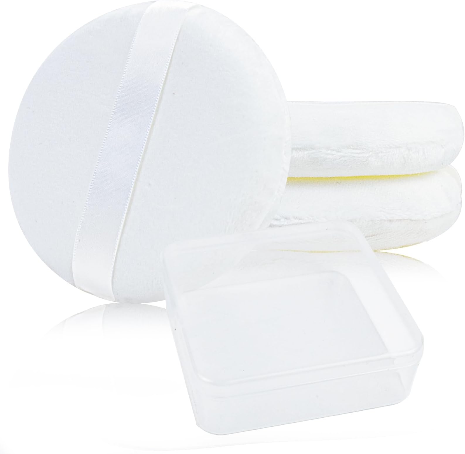 3 PCS Large Powder Puff, 4.13 Inch Velour Body Powder Puff Round Fluffy ...