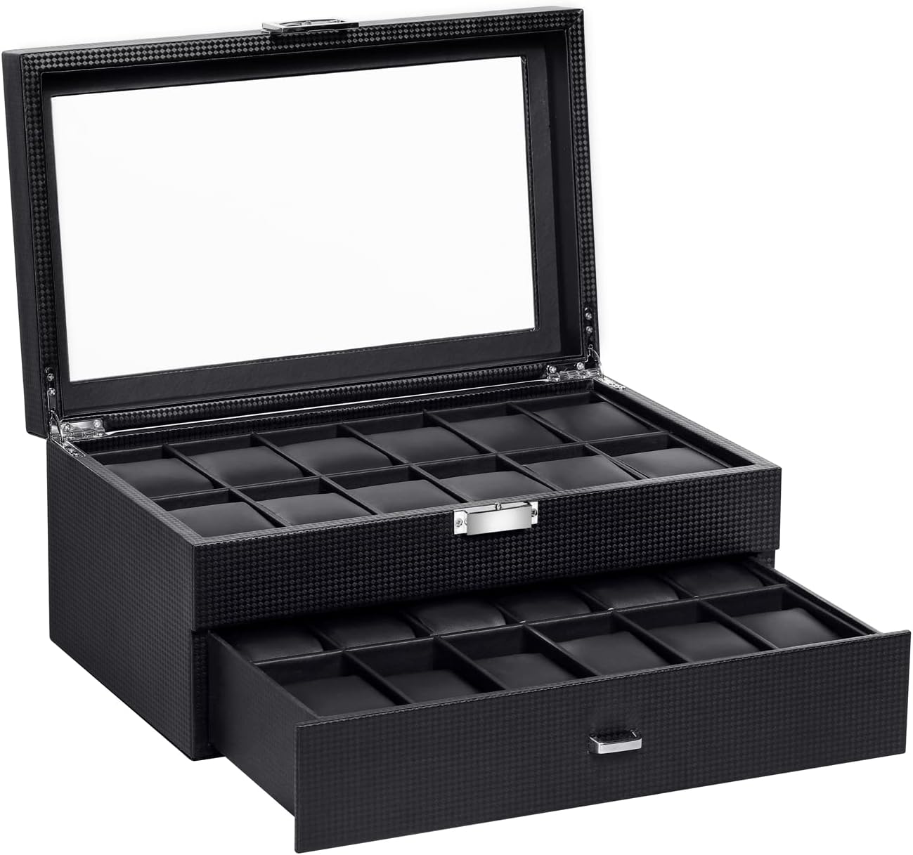 Estuche para Relojes Hombre 24 Ranuras Caja para Relojes Watch Roll ...