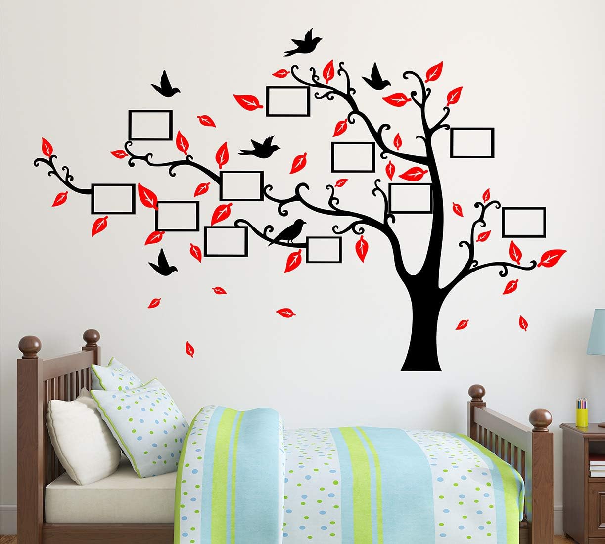 Asmi Collections Wall Stickers Family Photo Tree and Birds - All Brown ...