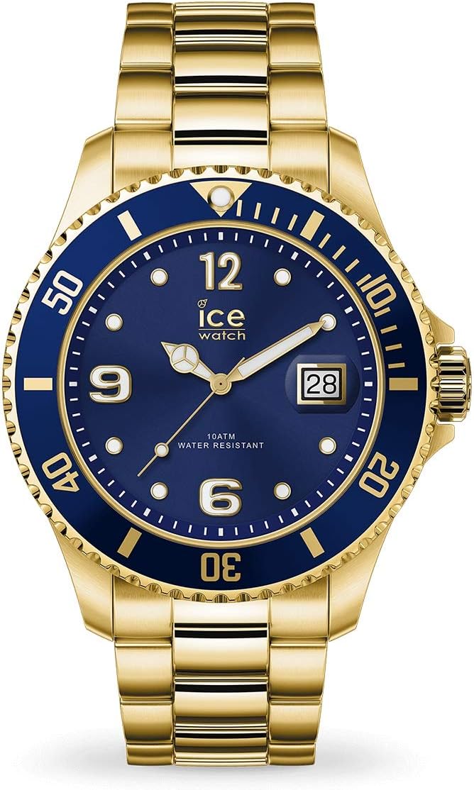 ICE-WATCH - Ice Steel Gold Blue - Men's (Unisex) Wristwatch With Metal ...
