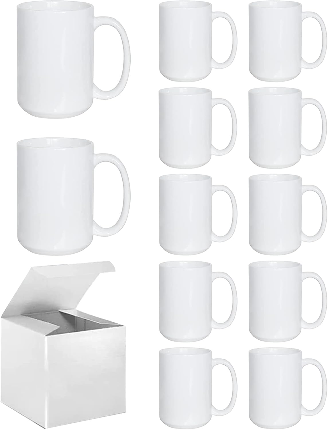 Amazon.com: ABBSH Sublimation Coffee mugs, Sublimation mugs 15 oz White ...