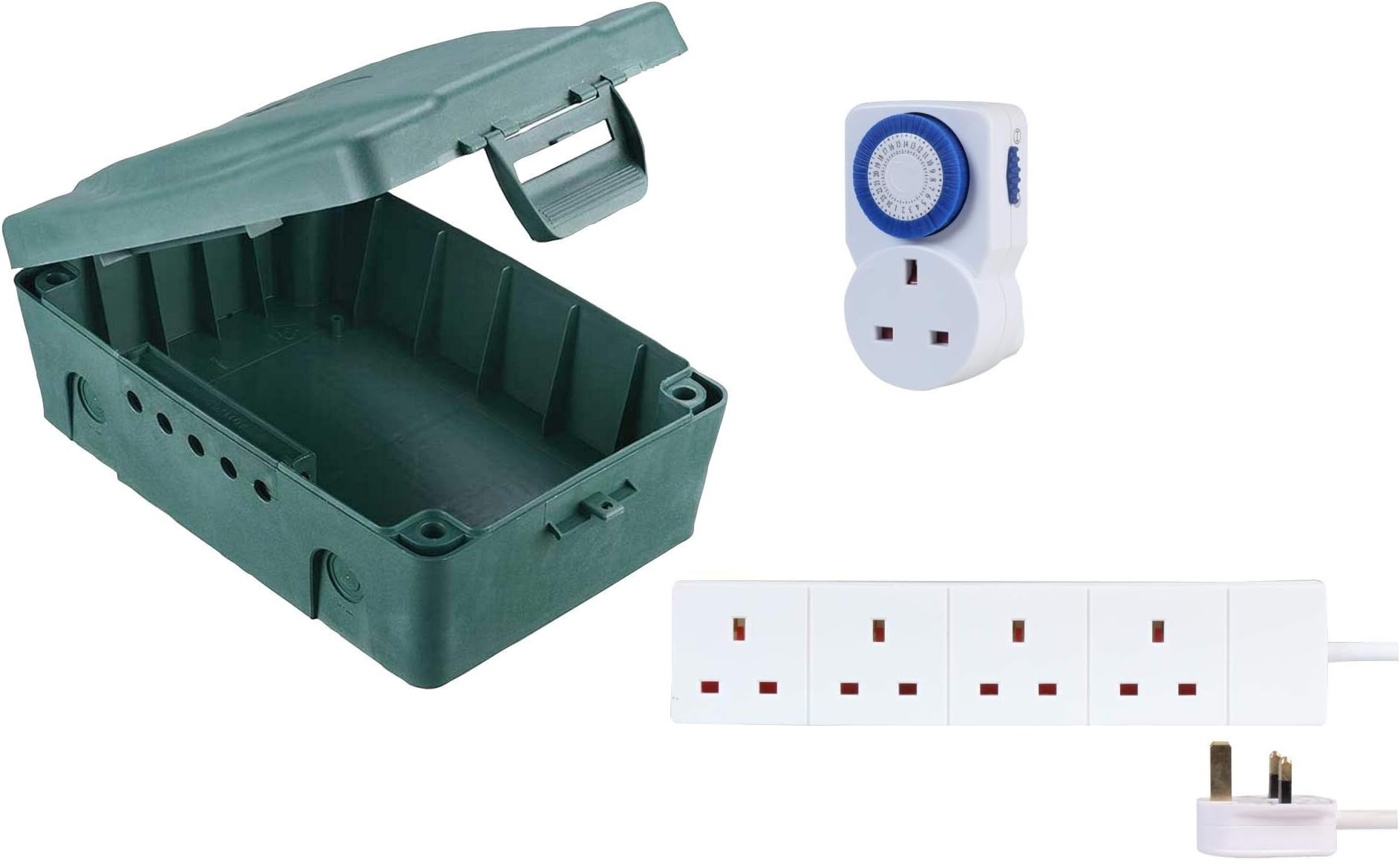 Masterplug IP54 Weatherproof Electric Box with 4 Socket 8m Extension ...