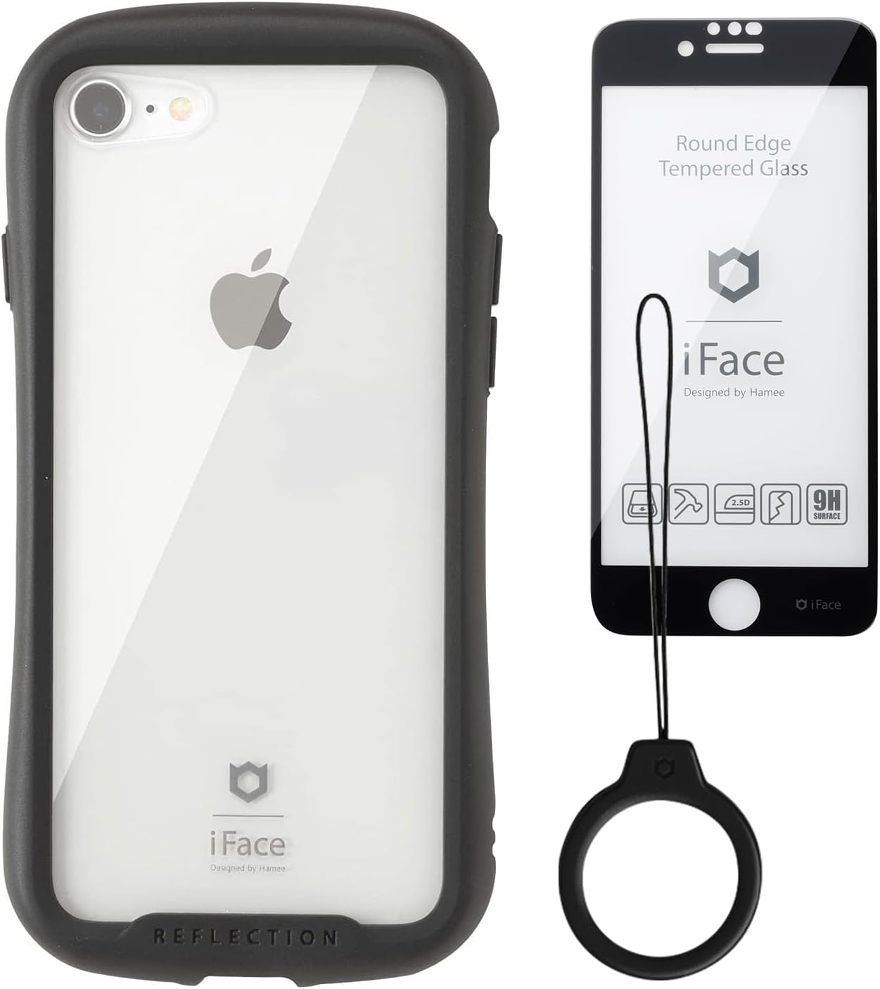 Amazon.co.jp: iFace Reflection iPhone SE 第3世代 SE第2世代 用 ケース 強化ガラス iPhone8/7 クリアケース ガラスフィルム ストラップ ...
