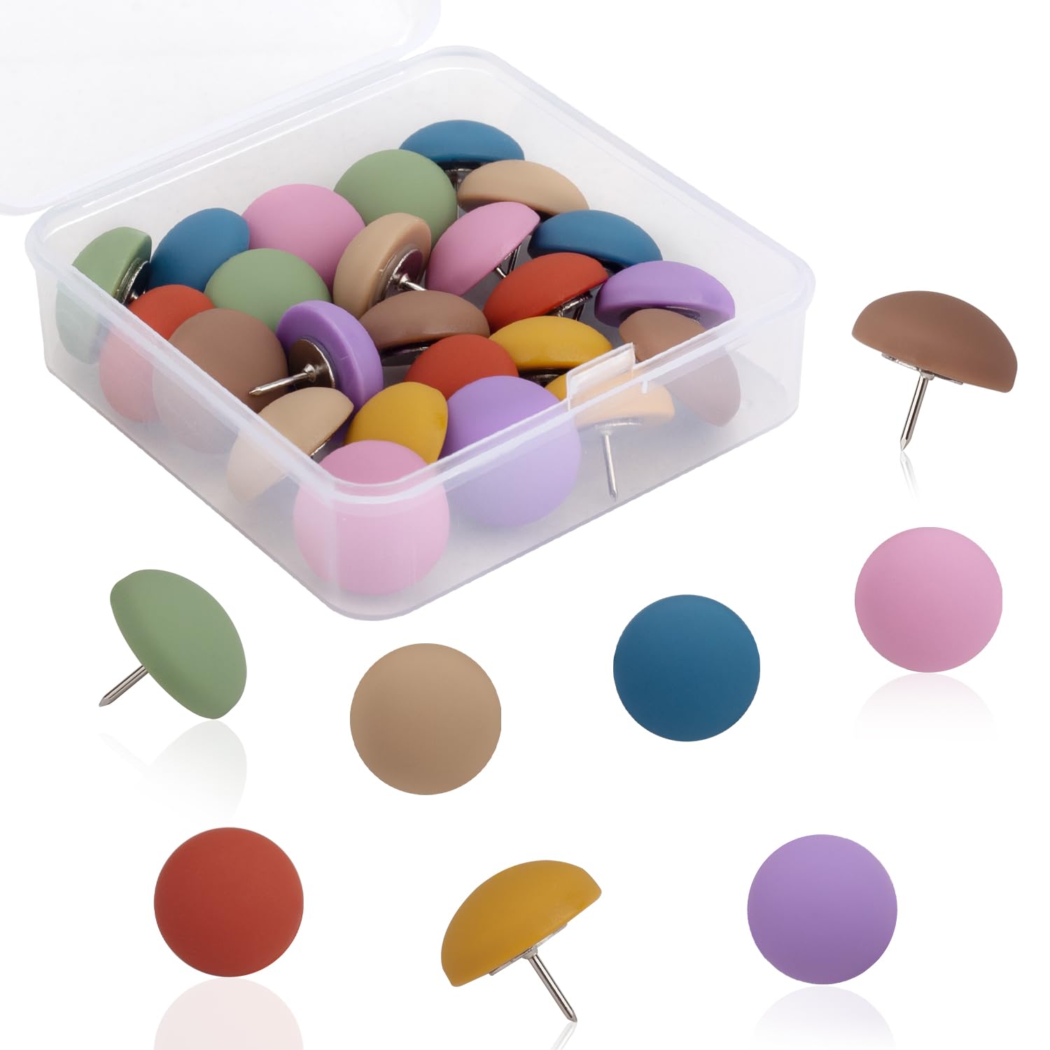 Amazon.com: 24 PCS Colorful Matte Round Push Pins Cute Thumb Tacks ...