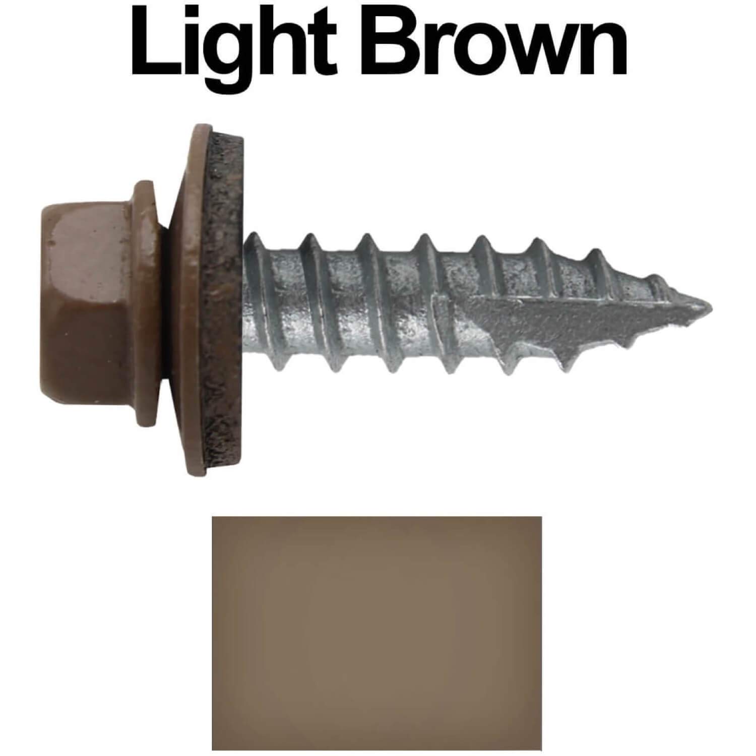 Snapklik.com : #14 Metal ROOFING SCREW: (250) Screws X 1" LIGHT BROWN ...