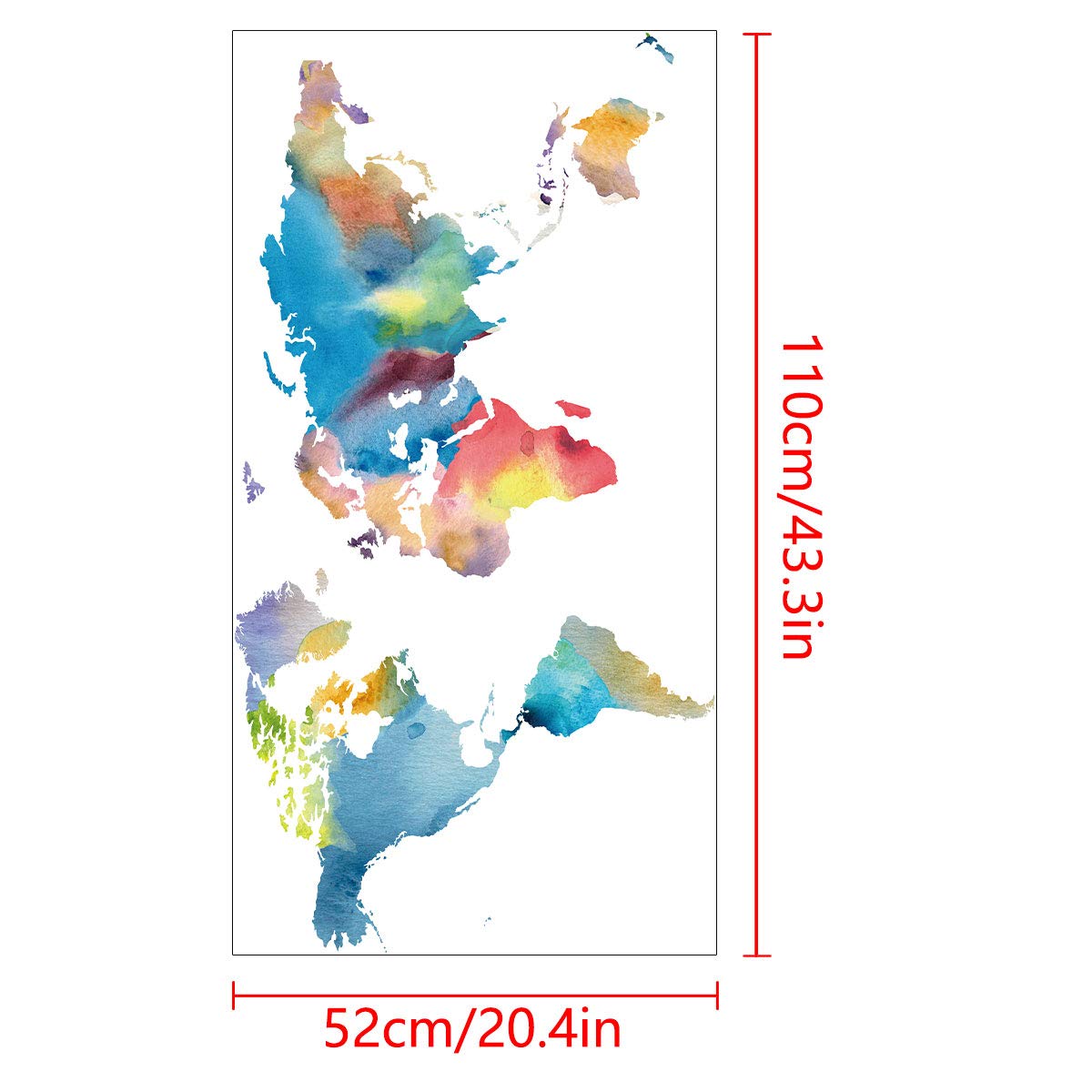 Buy Wall Map Decals Colorful World Map Stickers Peel and Stick Map Art ...