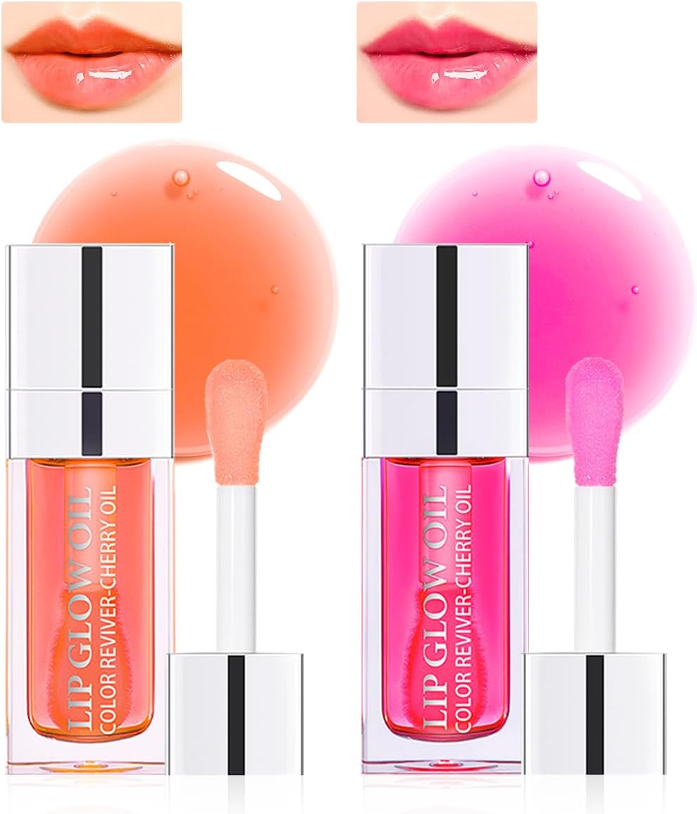 Amazon.com : Hulyfw 2 Colors Hydrating Lip Glow Oil Plumper Gloss ...