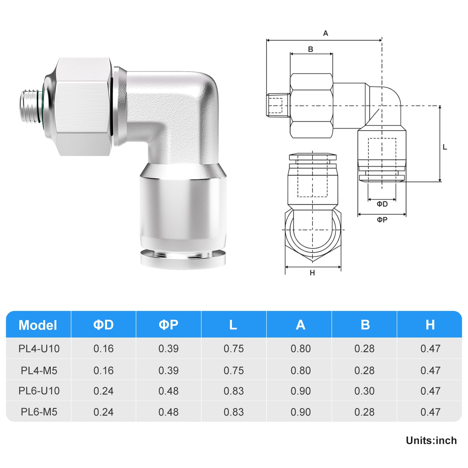 Snapklik.com : TAILONZ PNEUMATIC 304 Stainless Steel Male Elbow 4MM ...