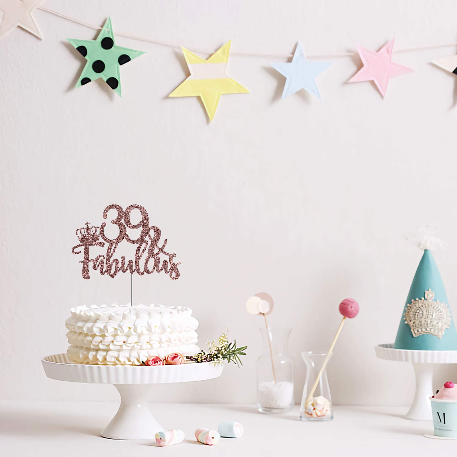 Snapklik.com : Rose Gold Glittery 39 & Fabulous Cake Topper, Happy 39th ...