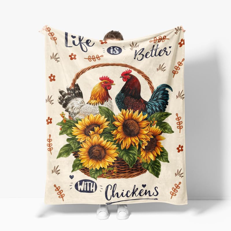 Amazon.com: Rooster Blanket Chicken Fleece Throw Blanket Super Soft ...