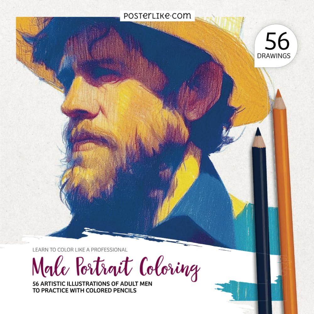 Amazon.com: Learn to Color Like a Professional. Male Portrait Coloring ...