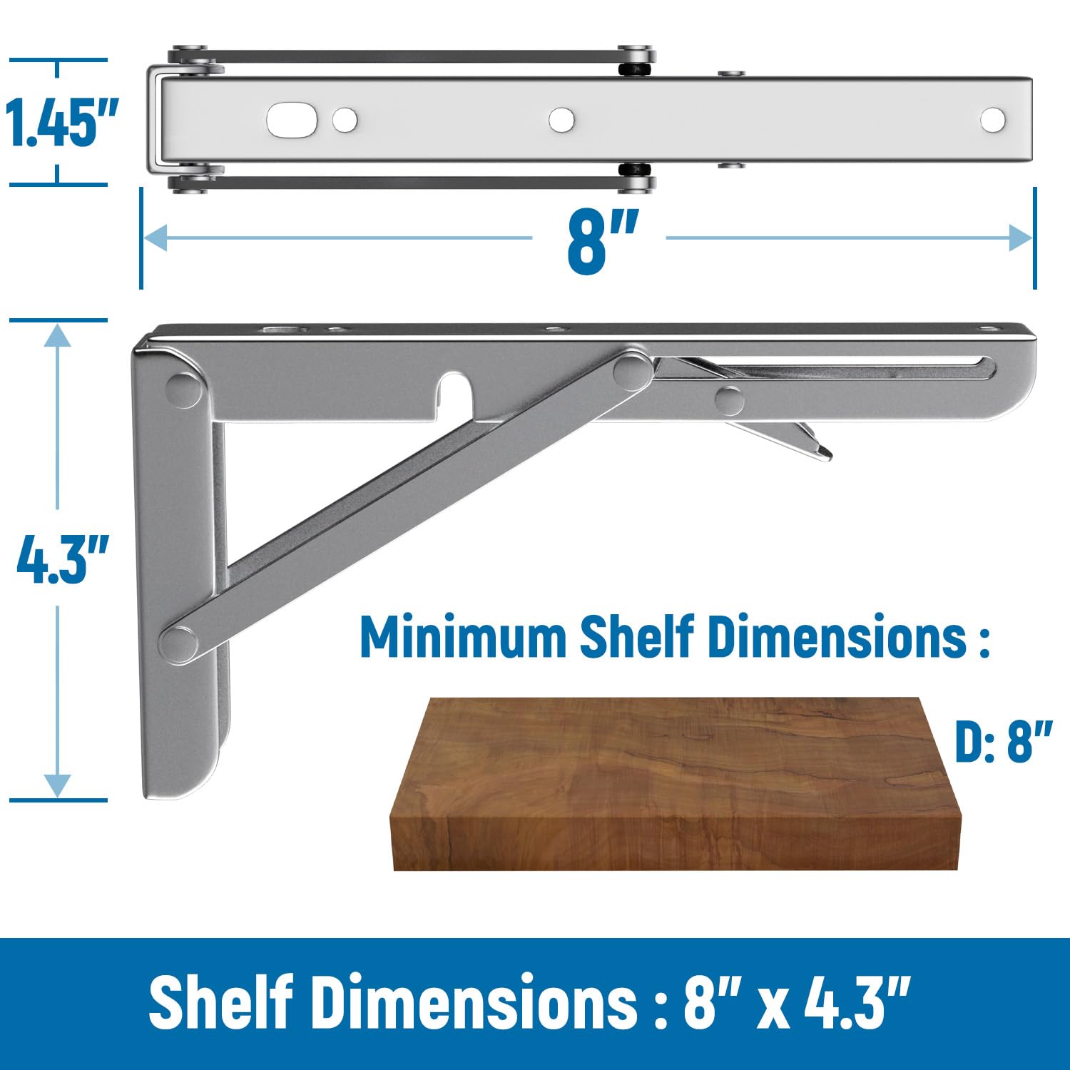 Snapklik.com : LEOPO 8 Inch Folding Shelf Brackets