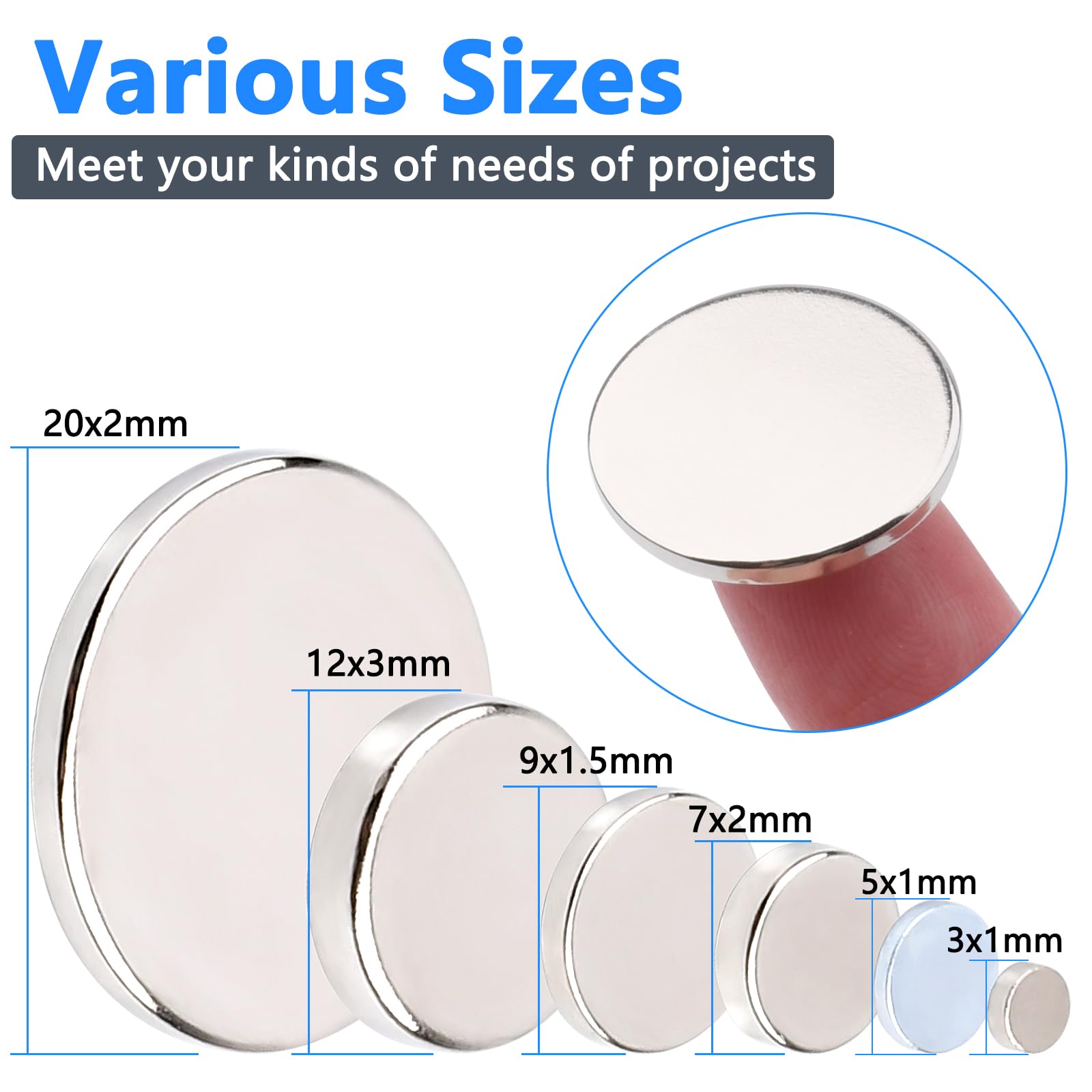 Snapklik.com : 345PCS Strong Neodymium Disc Magnets, 6 Different Sizes ...