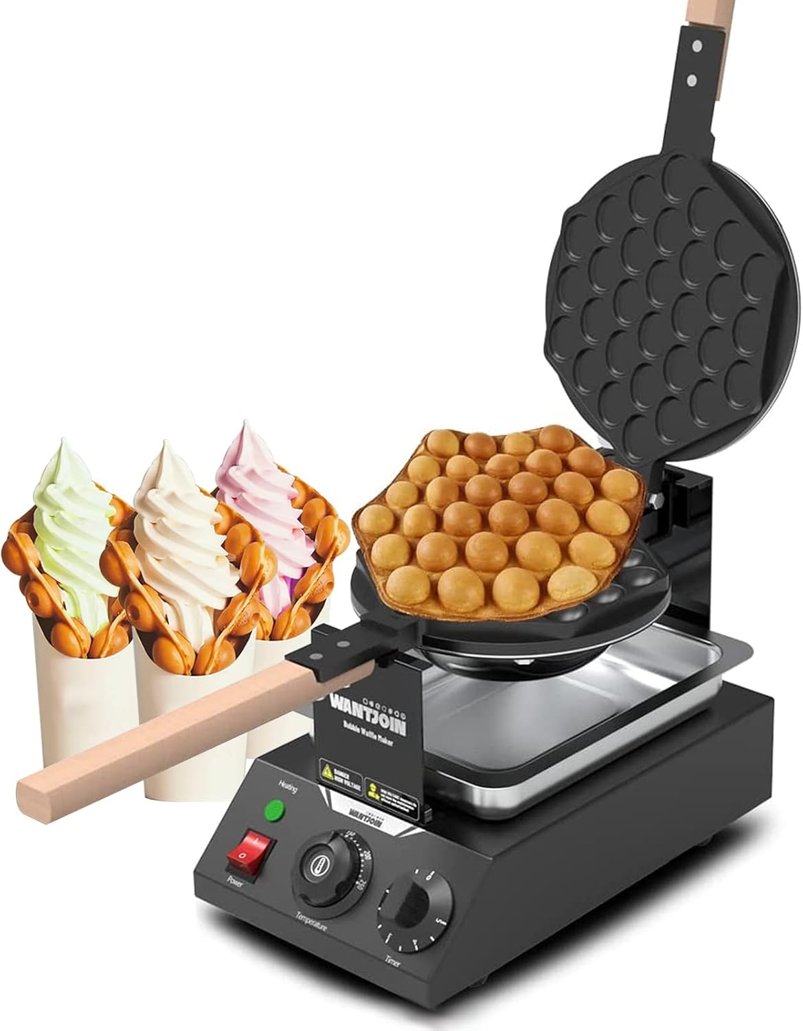 Amazon.com: WantJoin Wil Bubble Waffle Maker, Non-stick Coating Hong ...