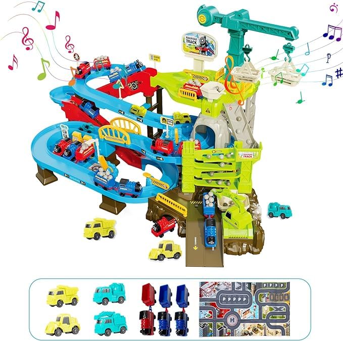 Buy JETRA Car Race Track Toy for Toddlers, Toy Car Ramp Tracks ...