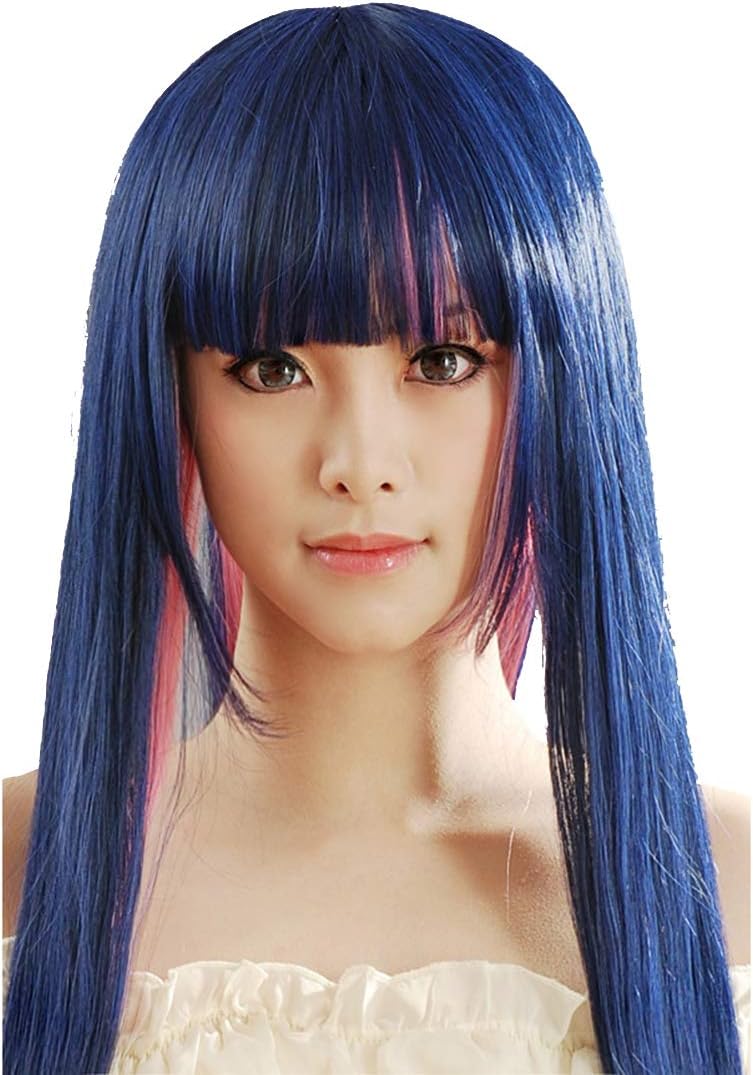 HOOLAZA Dark Blue Long Straight with Bangs Cosplay Wig Panty and ...