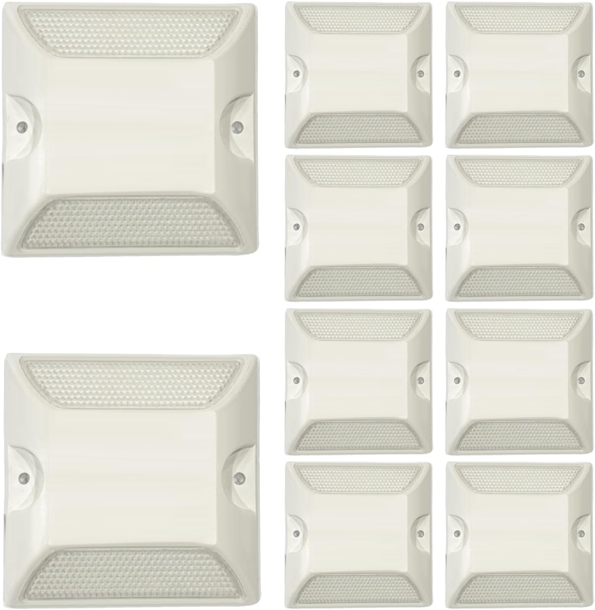 Road Reflectors 4 by 4 Inch, 10 Pack Commercial Driveway White ...