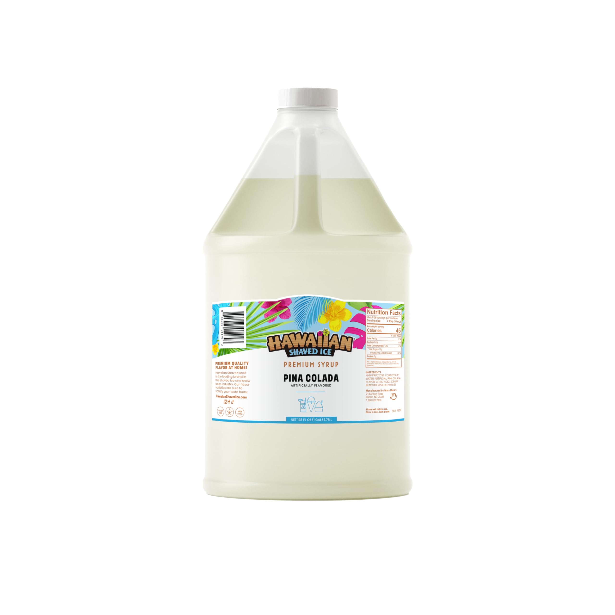 Amazon.com : Hawaiian Shaved Ice Syrup, Pina Colada, Gallon : Grocery ...