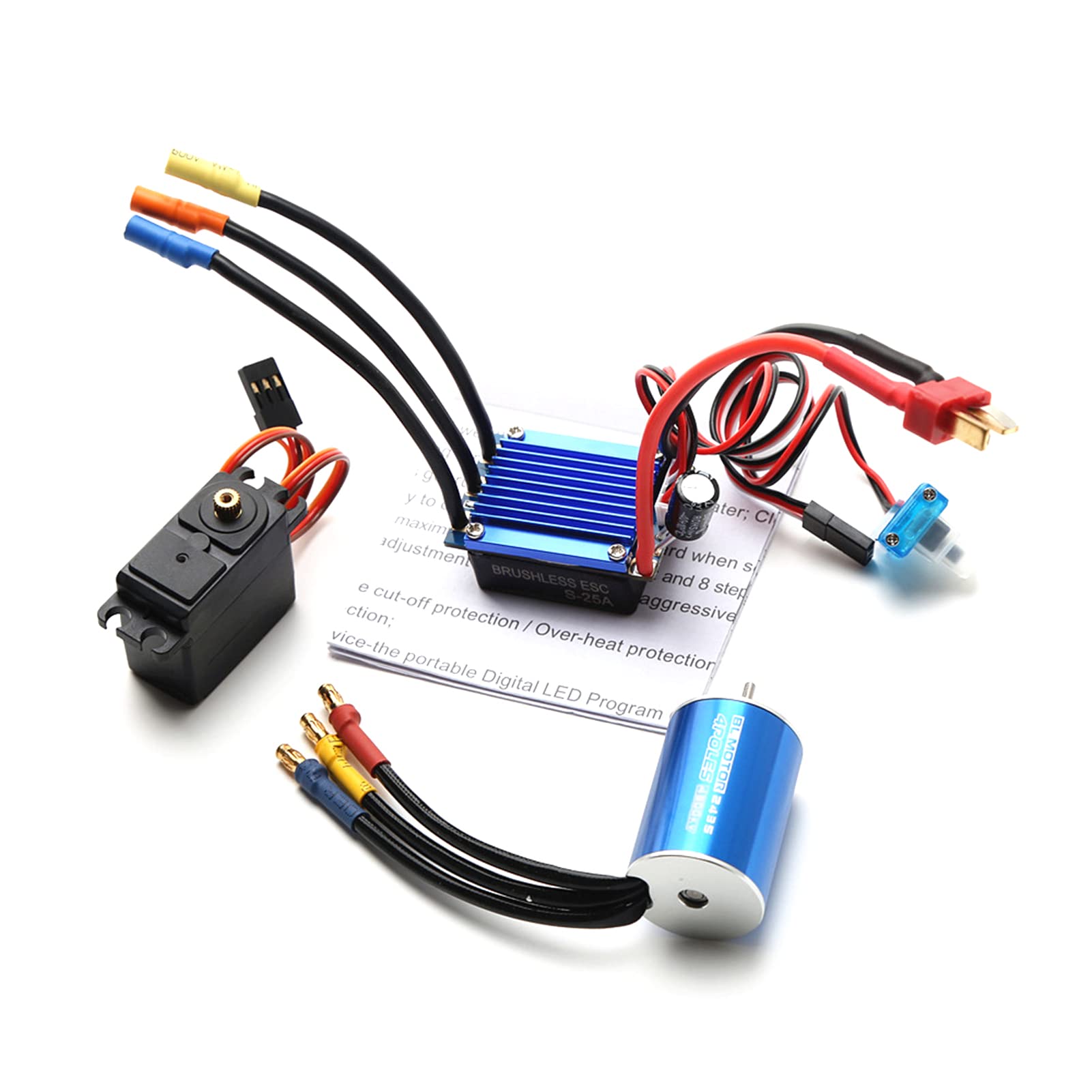 Amazon.com: HUIOP Motor, 2435 4500KV Brushless Motor and 25A ESC 2.2KG ...