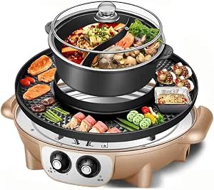 Amazon.com: TsoLay Electric BBQ Grill Hot Pot, 2200W Large Capacity ...
