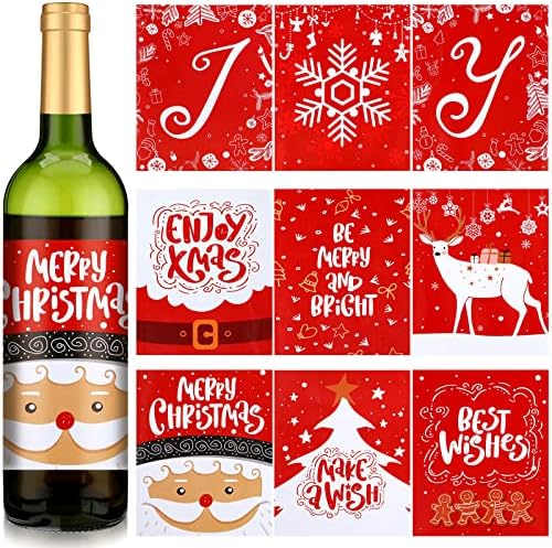 Amazon.com: 36Pieces Christmas Wine Bottle Label Sticker, Christmas ...