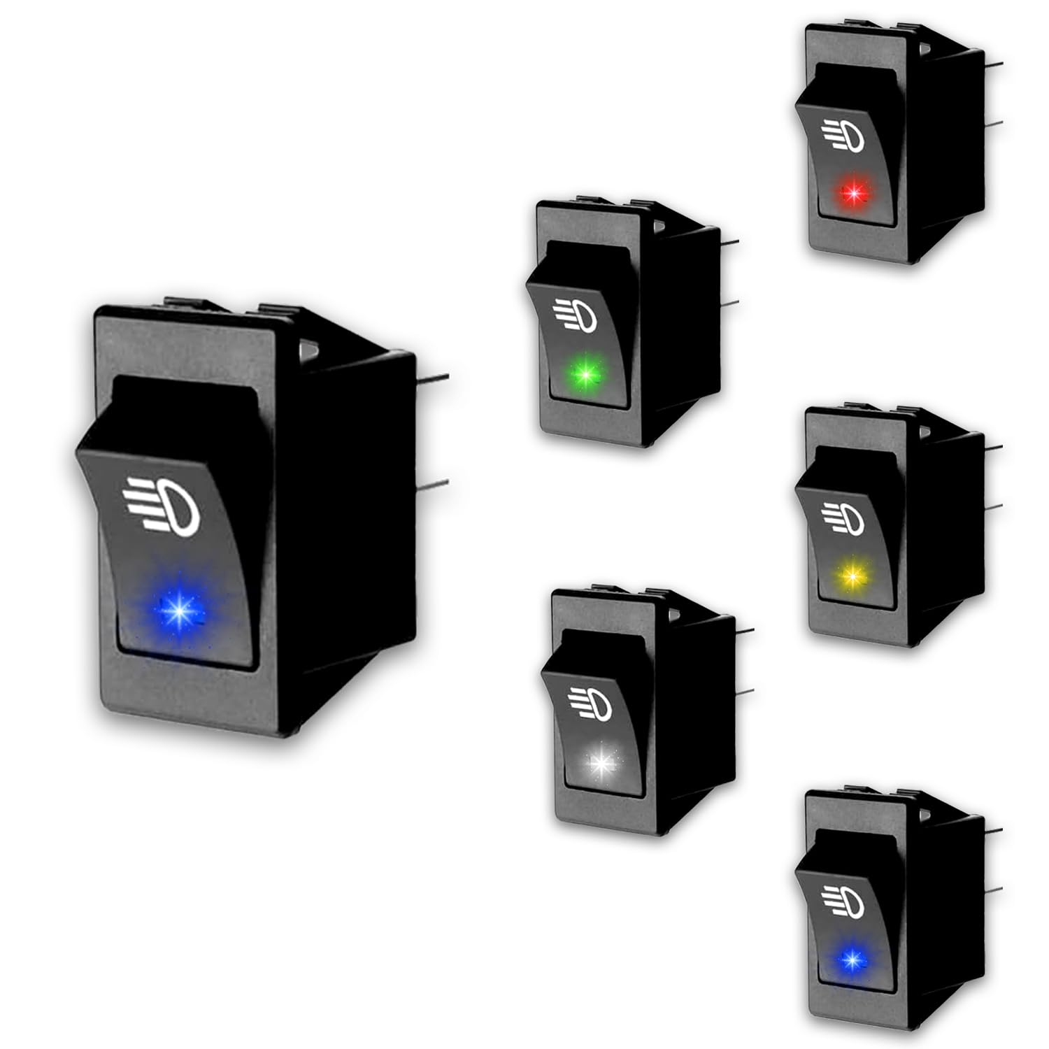 JINXIAN 6 Pieces Fog Light Rocker Toggle Switch 4 Pin 2 Position 12V ...