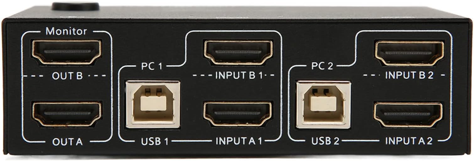 KVM Switch HDMI 2 Port Box, Dual Monitor KVM Switch HDMI 2 Port for 2 ...