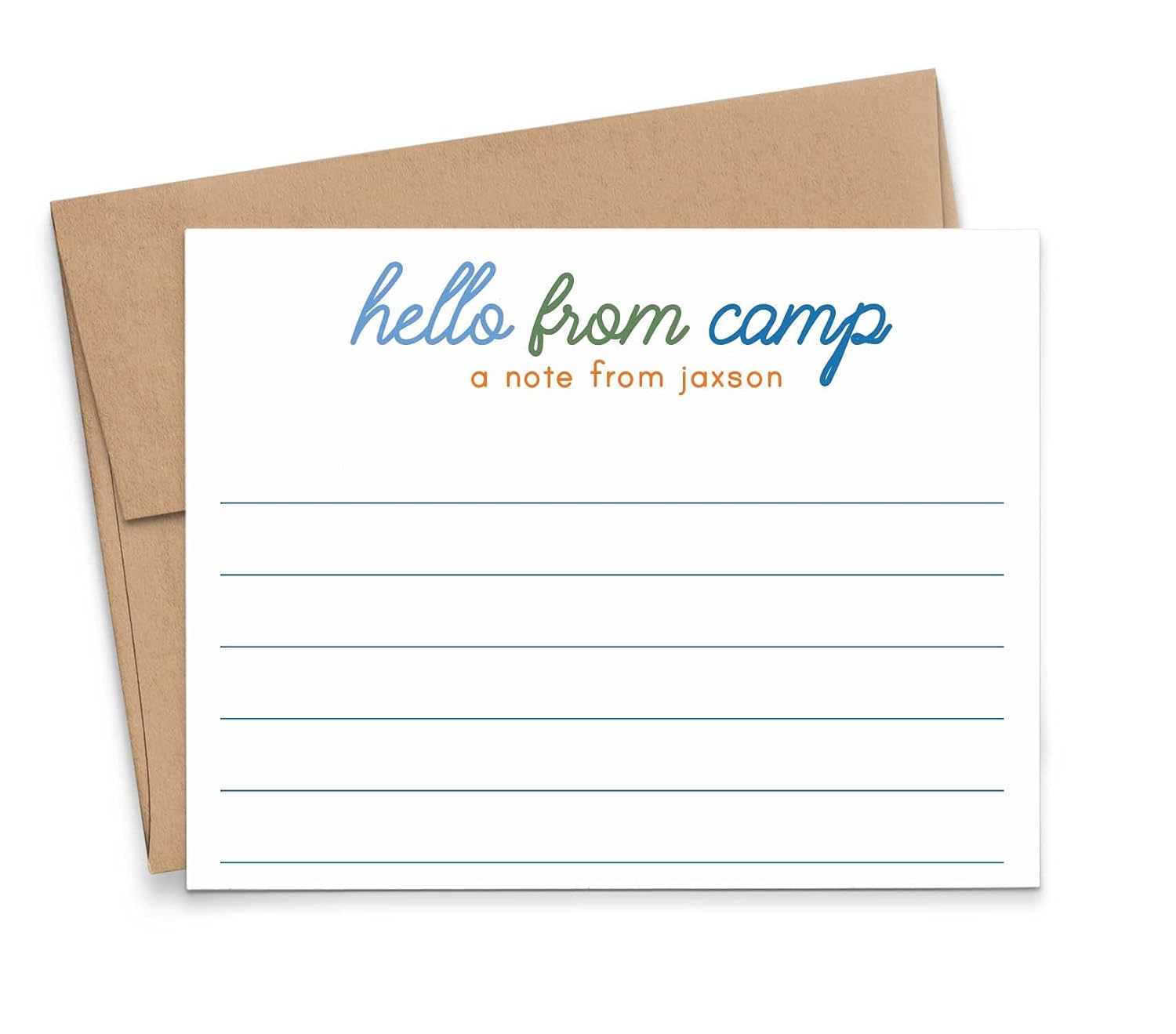 Amazon.com: Boys Camp Personalized Stationery for Kids FLAT Note Cards ...