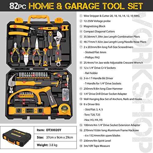 Hi-Spec 82pc Home & Garage Mechanics Tool Kit Set. Complete Essential ...