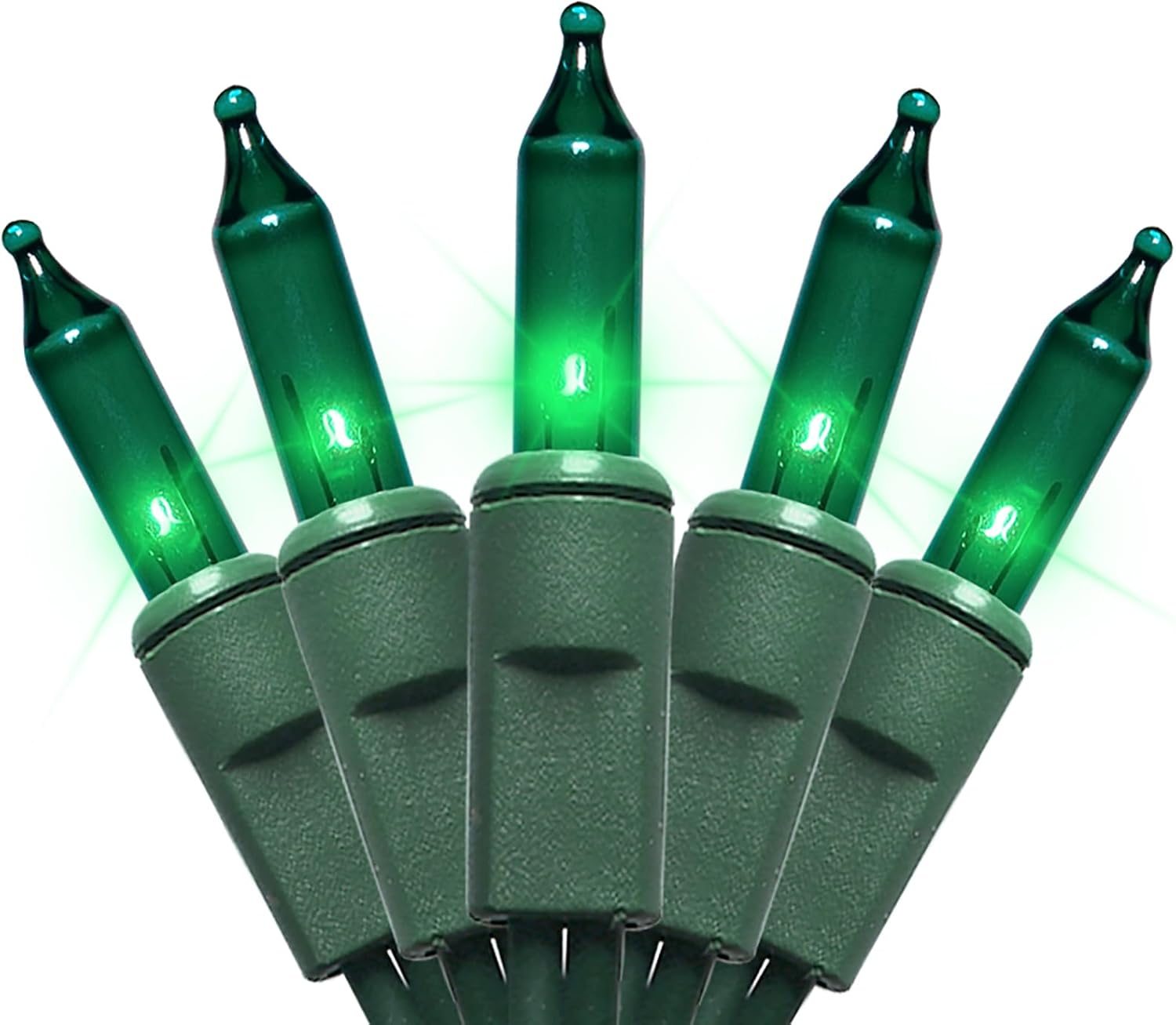 Amazon.com: MULTI-SPARKING Green Christmas Lights 35 Count ...
